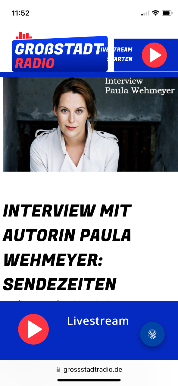 Paula bei Mia - Interview mit der Autorin im Grossstadtradio - Paula ...